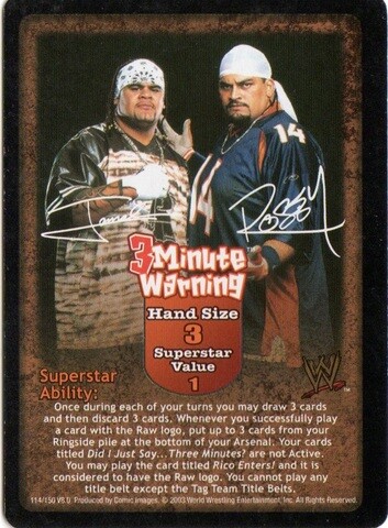 WWE: 3 Minute Warning Superstar Card for 3 Minute Warning [Played] Raw ...