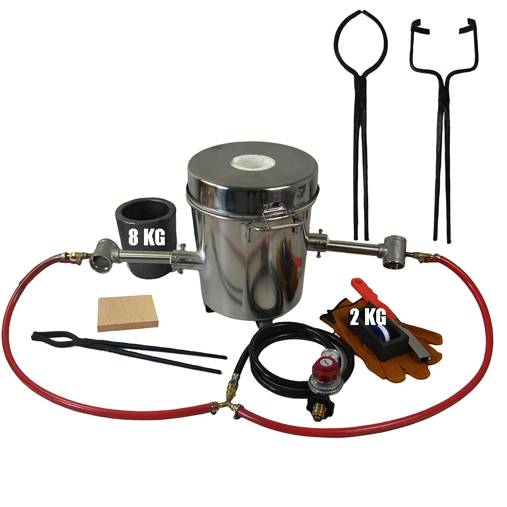 8KG Dual Gas Metal Melting Furnace Smelting Kit Propane Forge Crucible ...