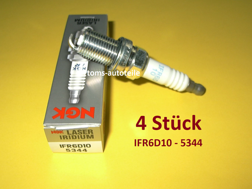 4 NGK Zündkerzen IRIDIUM IFR6D10 5344 für MERCEDES BENZ C W203 S203 180 ...