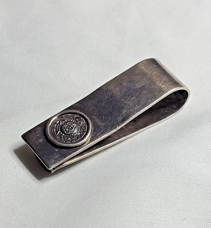 VINTAGE MEXICO PAPER MONEY CLIP STERLING SILVER .925 - AZTEC DESIGN ...