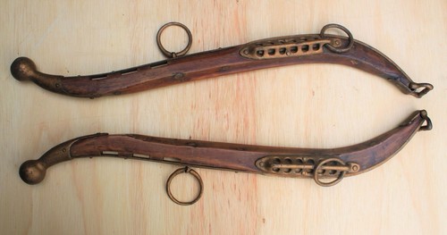 Lot 4 Primitive Horse Hames w Brass Knobs Antique Farm Barn Western ...