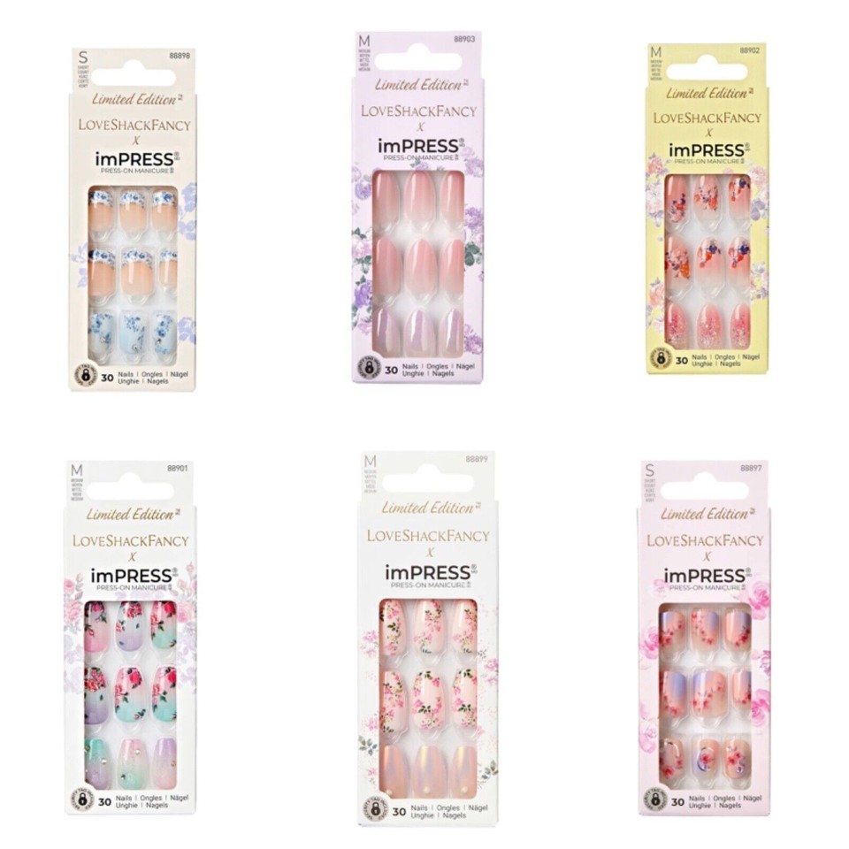imPRESS Spring Collection, Short Square Press-On Nails, First Bloom 30 ...