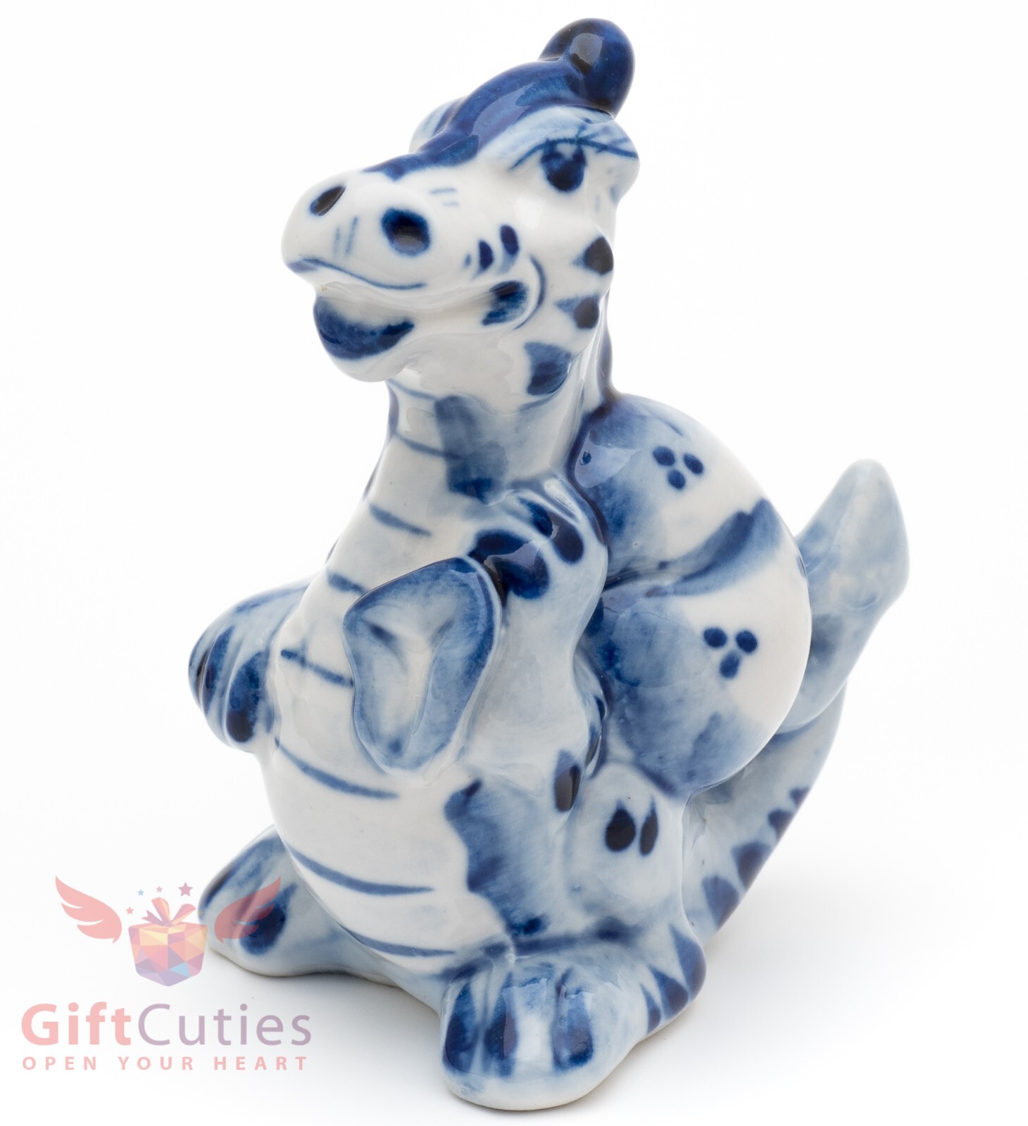 Gzhel Porcelain Figurine Ded Moroz Santa Claus Dragon with Christmas ...