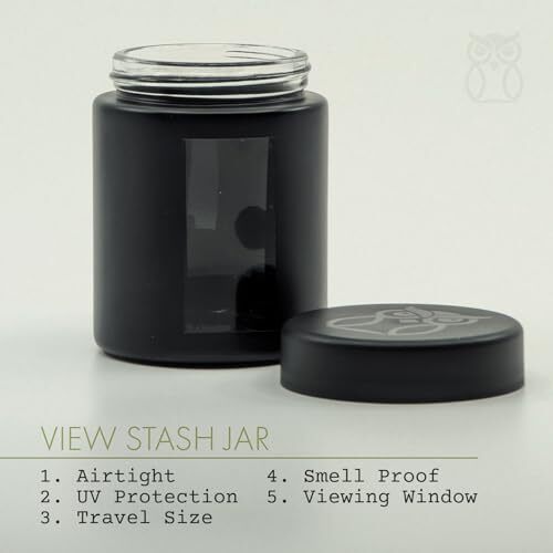 Stash Jar Smell Proof Container (4 oz) Matte Black Viewing Jars for ...