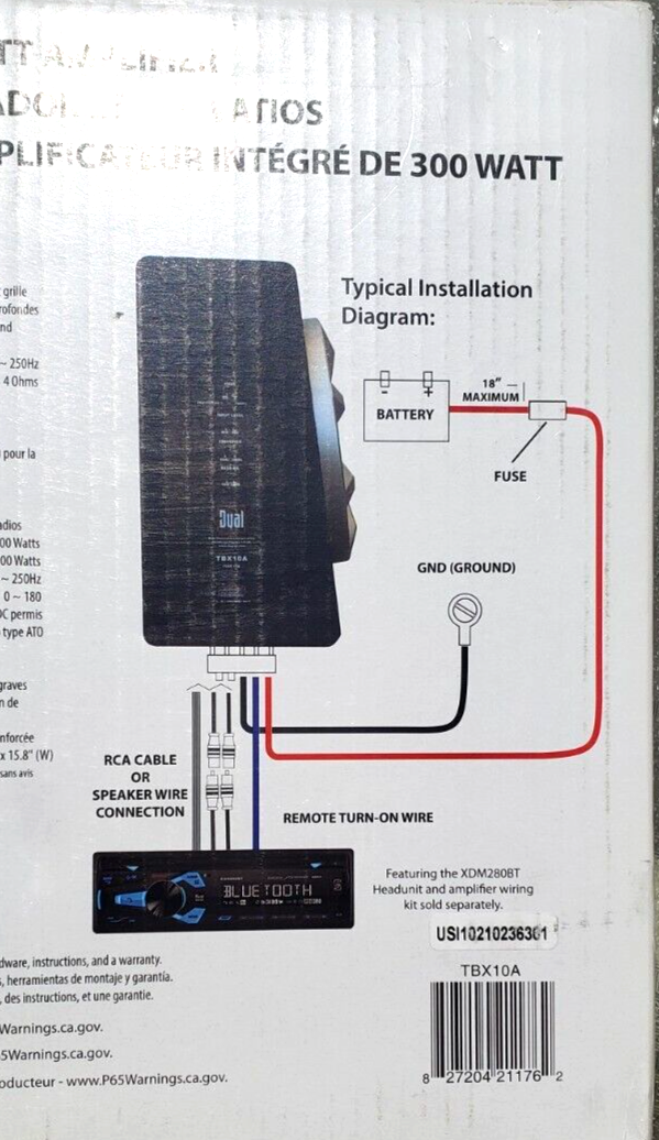 Dual Electronics TBX10A 10 inch High Performance Powered Subwoofer and ...