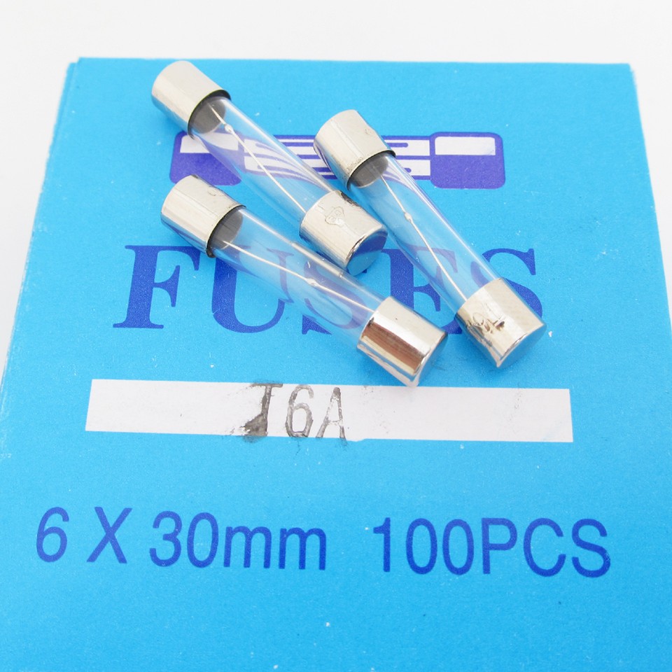 10Pcs 6x30 Slow Blow Time Delay Glass Fuse 6mm x 30mm 250V T6A Slow ...