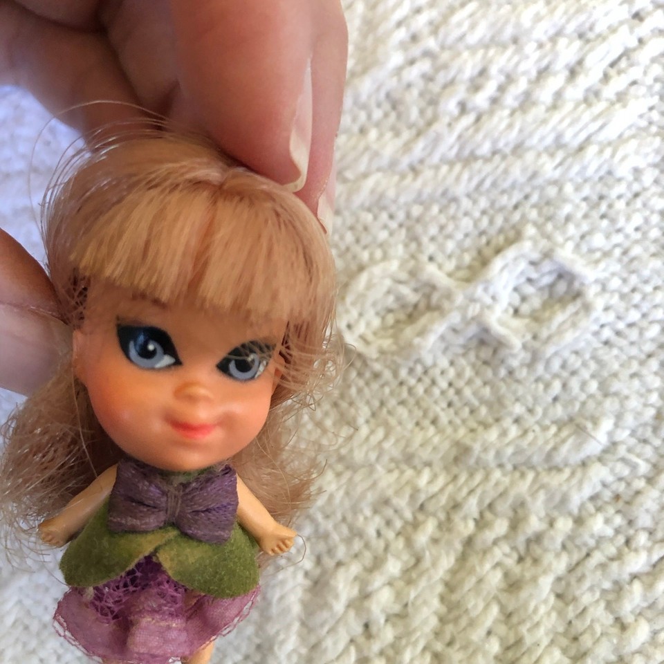 Vintage 1960s Mattel Liddle Kiddles Mini Doll Blonde 2" Purple Dress ...