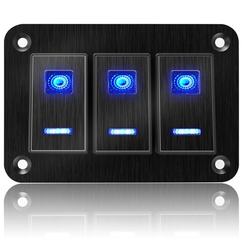 Rocker Switch Panel – 3 Gang Aluminum Toggle Panel, 12V/24V Switch ...