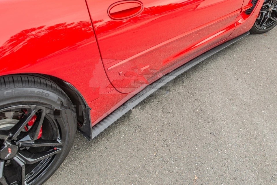 Side Skirts Rocker Panel Pair Carbon Fiber Look For 97-04 Corvette C5 ...