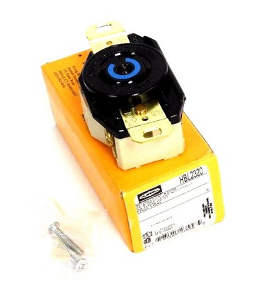 NIB HUBBELL HBL2320 TWIST LOCK RECEPTACLE 20A, 250VAC/DC, 2POLE, 3WIRE ...