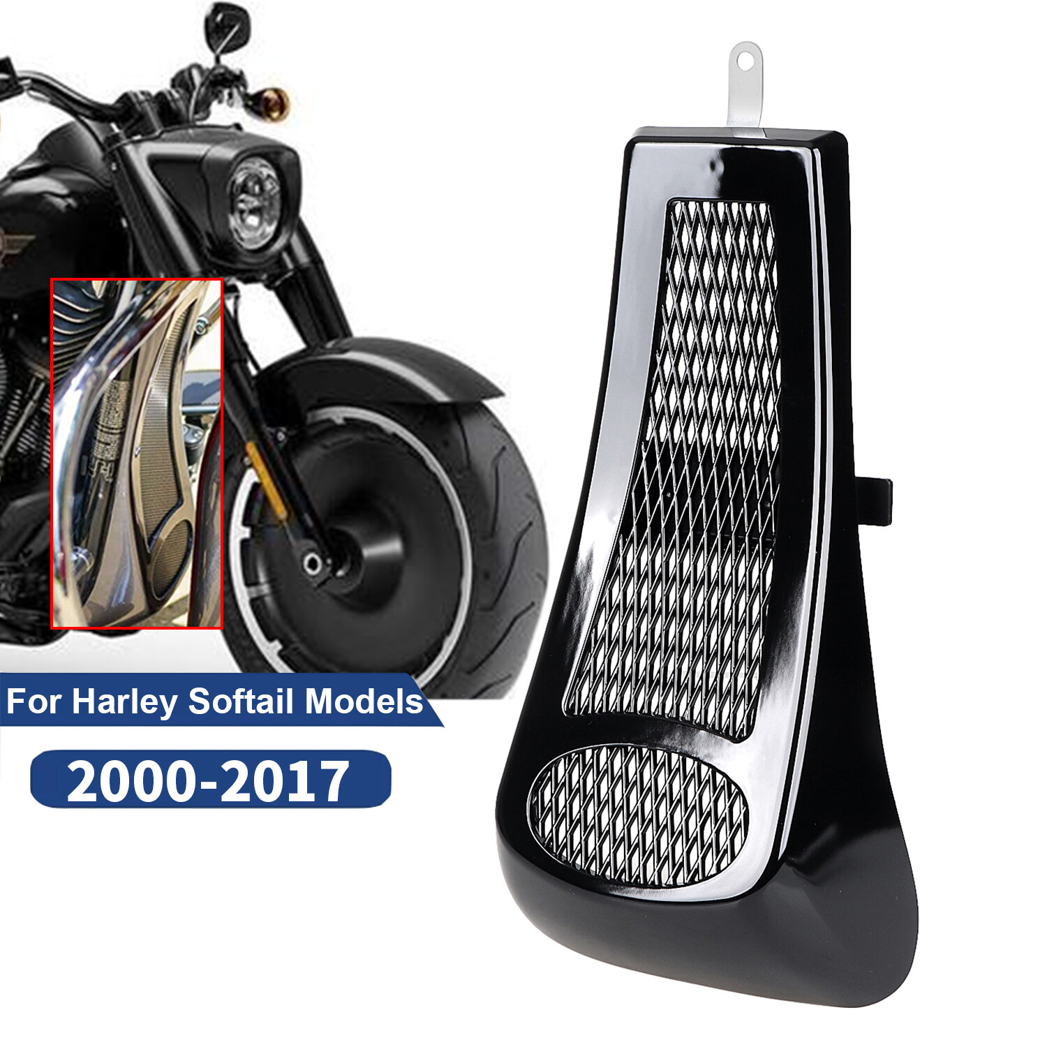 Black Front Chin Spoiler Scoop Set For Harley Heritage Softail Fatboy ...