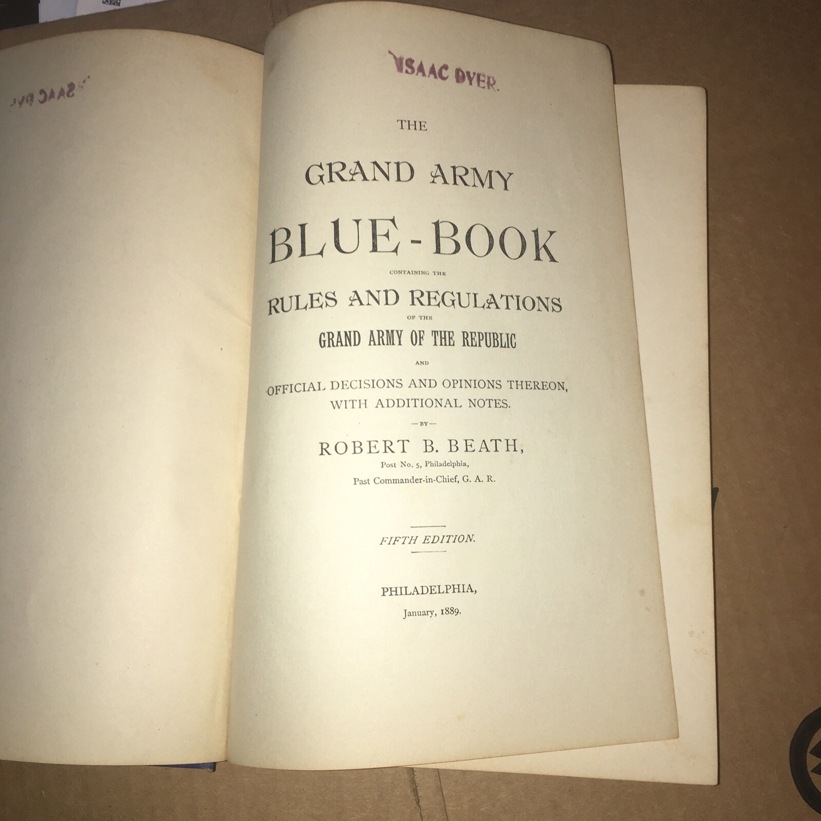 1889 5th Edition The Grand Army Blue Book American History Civil WAR ...