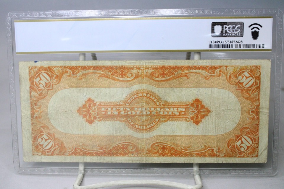 1922 $50 Gold Certificate Fr.1200 Small Serial Number PCGS F15 No ...