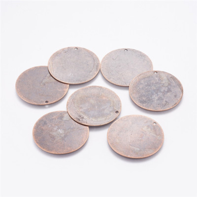 10 x Red Copper Flat Round Metal Tags Brass Blank Stamping Tag Pendants ...