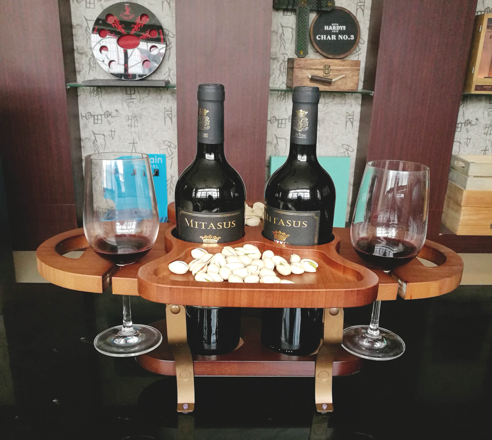 Wine Caddie Serving Tray Condiment Glass Caddy Nook Party Serving Tray ...
