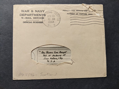 APO 15586 SCOTLAND 1944 Censored WWII Army Cover V-MAIL Letter | eBay