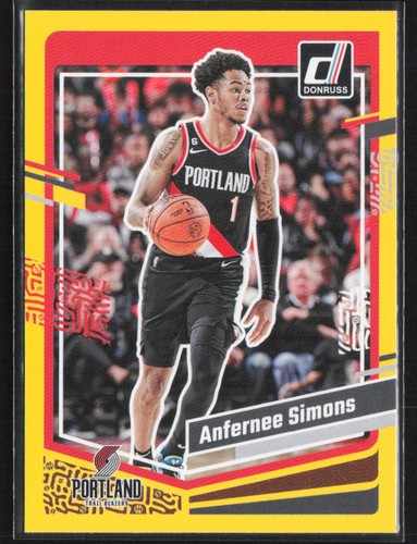 Anfernee Simons 2023-24 Donruss Yellow Flood #97 Portland Trail Blazers ...
