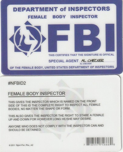 Fbi Female Body Inspector fun novelty ID card Identification Card I.D ...