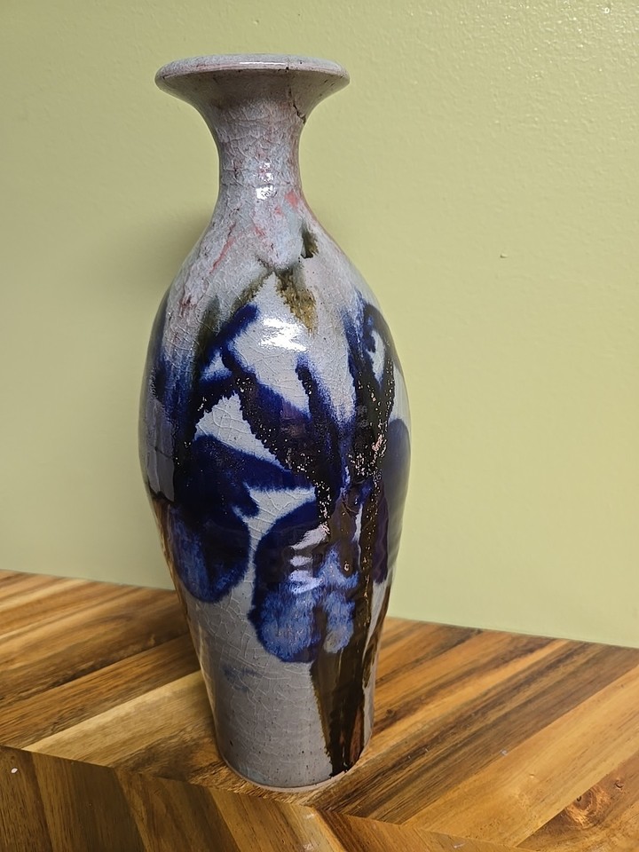 14" Tall Handmade Bearded Iris Vase By Childers 1985 | eBay