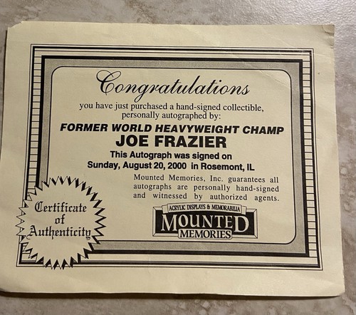 Boxing Legend Smoking Joe Frazier Boxing 8 x 10 Autographed Photograph ...