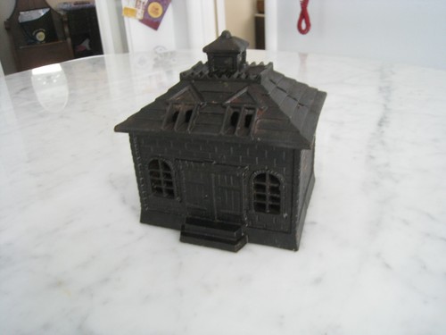 Antique Vintage Cast Iron Still Coin Bank Building School House | eBay