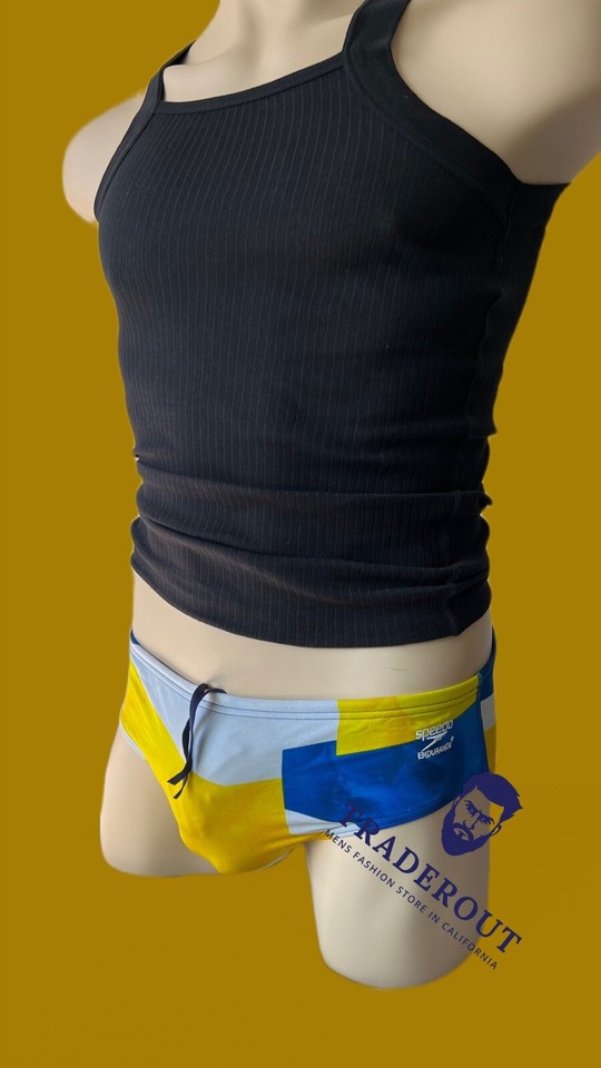 Speedo Men blue gold team Endurance+ swim Brief Swimwear size 34 | eBay