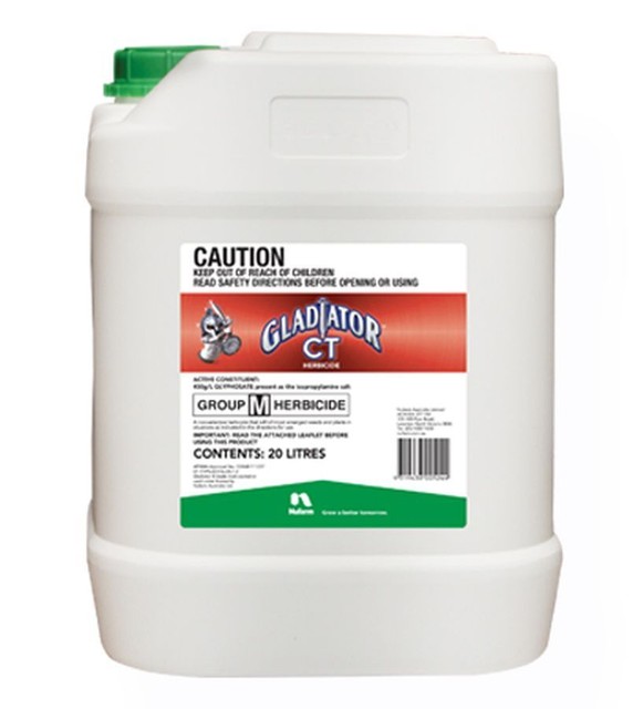 Gladiator CT Glyphosate 450 g/L 20L Nufarm Broadacre Herbicide Crop ...