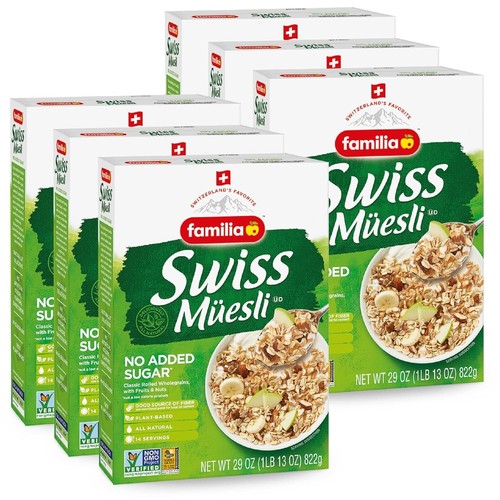 Familia Swiss Muesli Cereal, No Added Sugar, 29 Oz Box (6 PACK) EXP: 06 ...