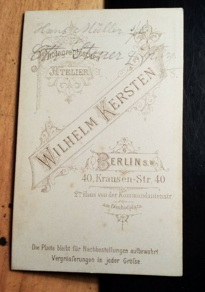Hans Müller - 1888 als Mann mit Bart & Zwicker / CDV Wilhelm Kersten ...