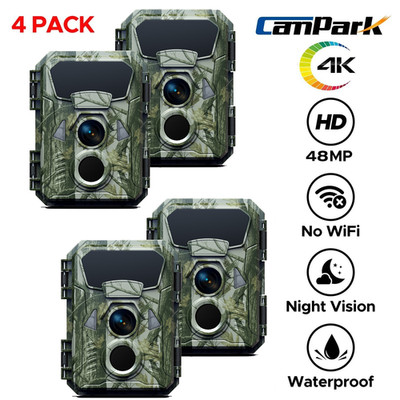 4 Pack 4K Hunting Game Trail Camera 48MP Wildlife Waterproof Cam Night ...