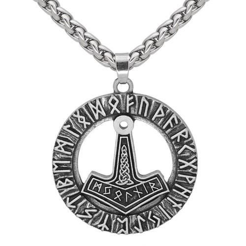 Norse Viking Rune Thor's Hammer Amulet Pendant Necklace Men's Jewelry ...