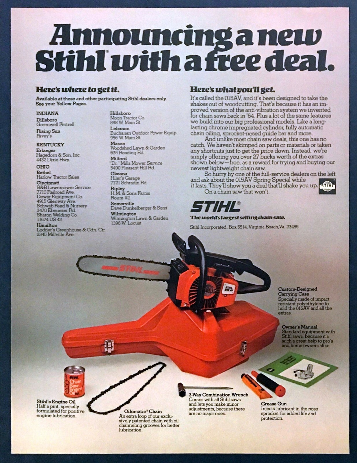 1977 STIHL 015AV Chain Saw photo Takes the Shakes Out of Cutting promo ...