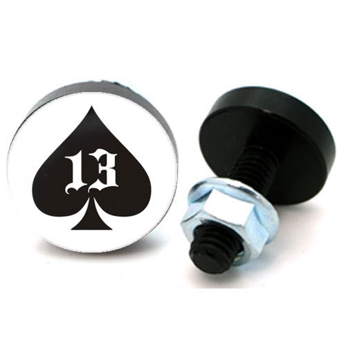 2 Black Billet Aluminum - Custom License Plate Frame Tag Bolts - Spade ...