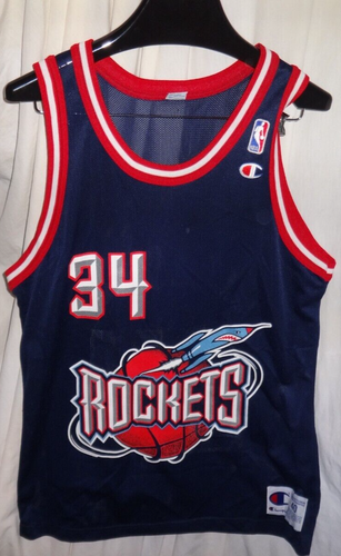 Champion Houston Rockets Hakeem Olajuwon #34 Jersey Sz 40 NBA Vintage ...