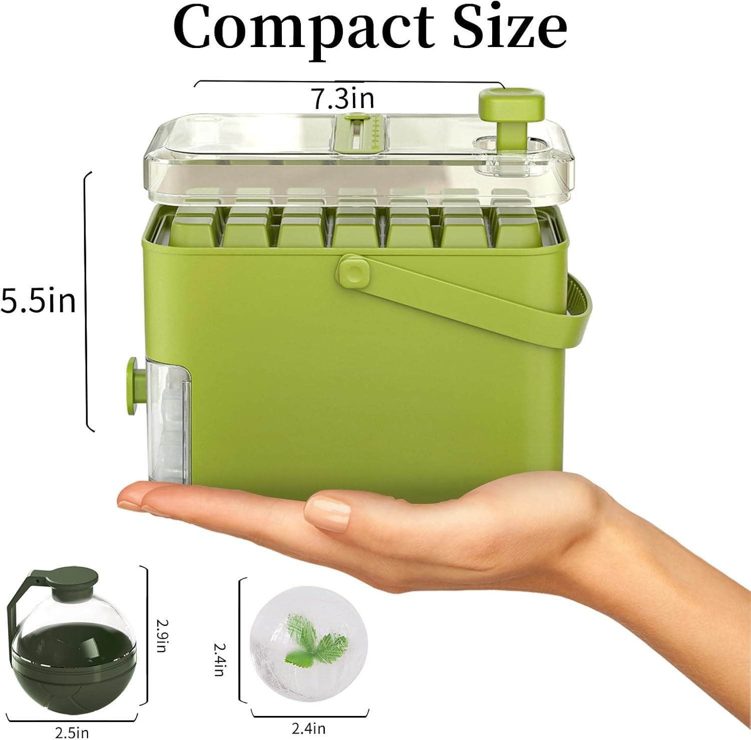 Compact Double Layer Ice Cube Tray W/ Lid & Bin One-Click Demolding ...