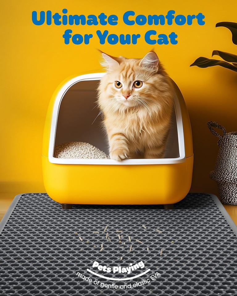 Cat Litter Mat - 23.2'' x 14.6'' Small Litter Trapping Mat, Easy to ...