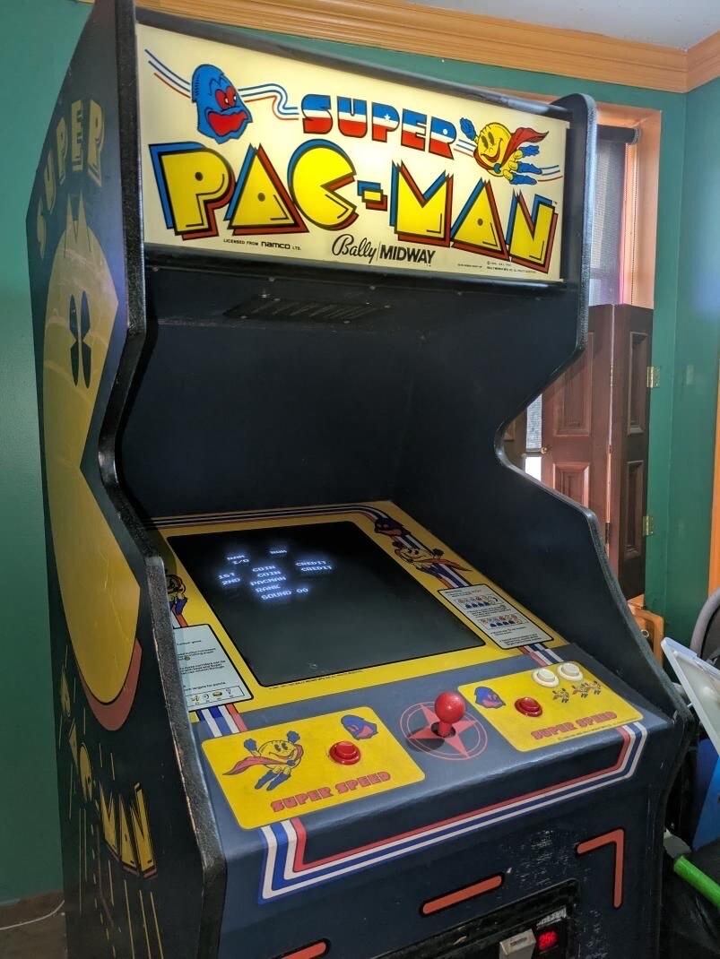 ICONIC SUPER PAC-MAN ARCADE MACHINE by BALLY MIDWAY 1982 (Good) | eBay
