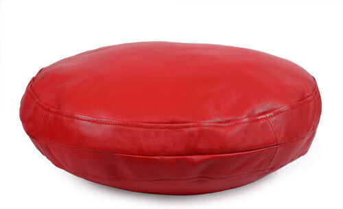 Red Cover Decorative Throw Home Decor Lambskin Round Leather Cushion | eBay