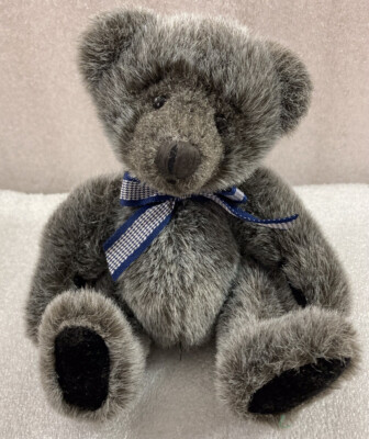 Russ Winslow Gray Teddy Bear w/blue bow 7" | eBay Australia