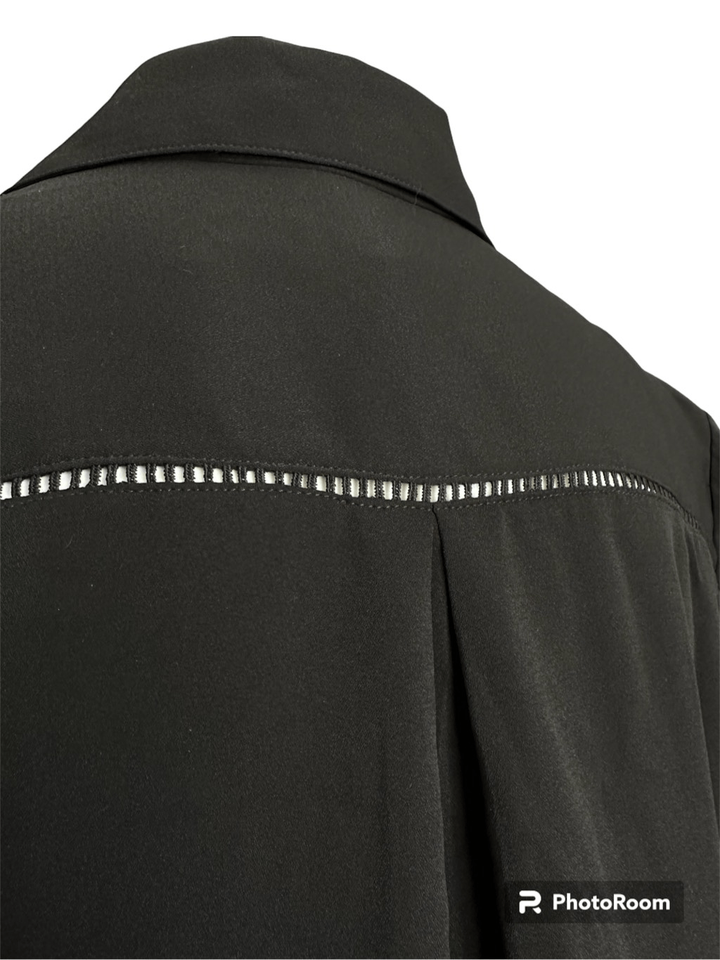 41 Hawthorn Women's Black Button-Up Cut-Out Details Long Sleeves Shirt ...