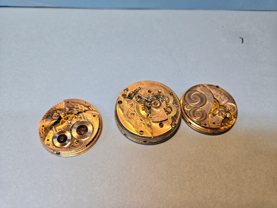 Antique Waltham- Elgin Pocket Watch Movements Lot (3)For Parts Or ...