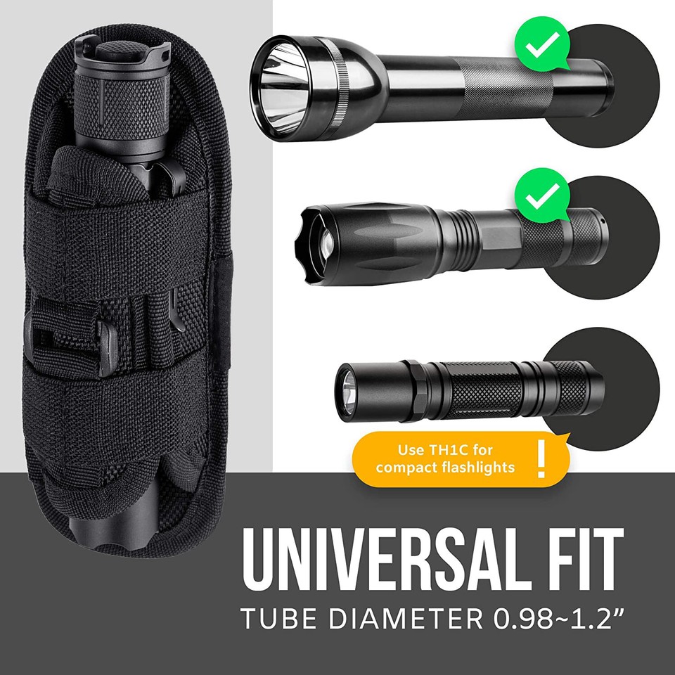 Tactical Flashlight Holster Stretchable Rotatable Clip 360 Degree ...