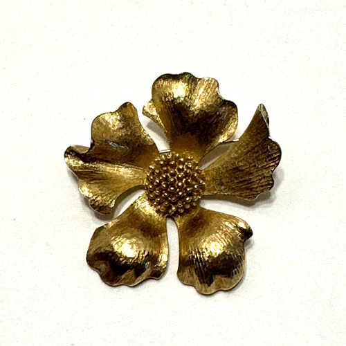 Vintage Signed Marcel Boucher Textured Gold Tone Flower Brooch 2" Pin ...