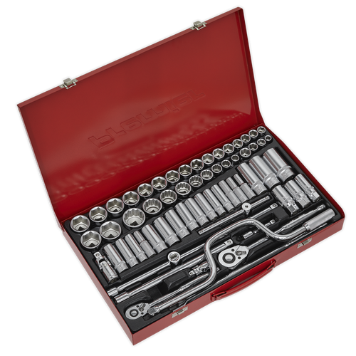 Sealey Socket Set 64pc 3/8" & 1/2"Sq Drive 6pt WallDrive® - Metric ...