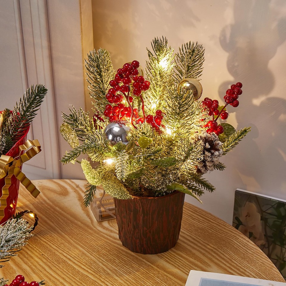 Mini Christmas Tree Centerpieces for Tables with Lights TabletopXmas ...