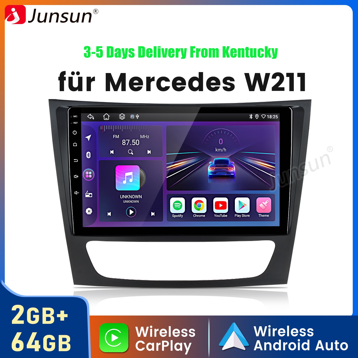 For Mercedes W211 2002-2007 2+64G Android14 Carplay Car Stereo Radio ...