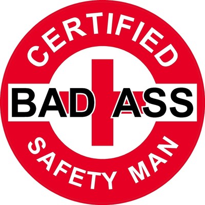3 – Red Certified Bad Ass Safety Man 2” Hard Hat / Helmet Stickers H736 ...