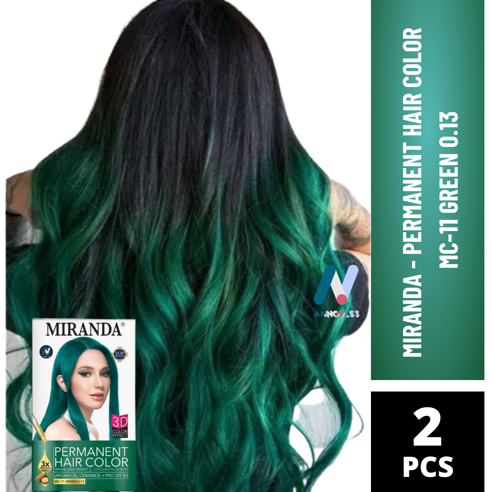 2X MIRANDA Premium 3D Permanent Hair Dye Shiny Moisture Color #MC-11 ...