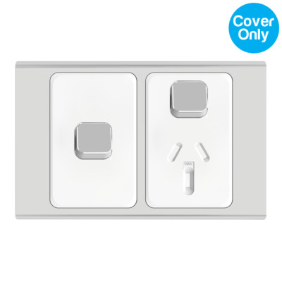 Clipsal Iconic Styl Single Powerpoint with Extra Switch Skin Silver ...