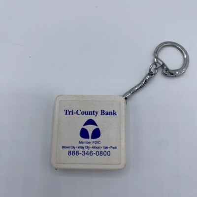 Vintage Tri-County Bank Tape Measure Keychain | eBay